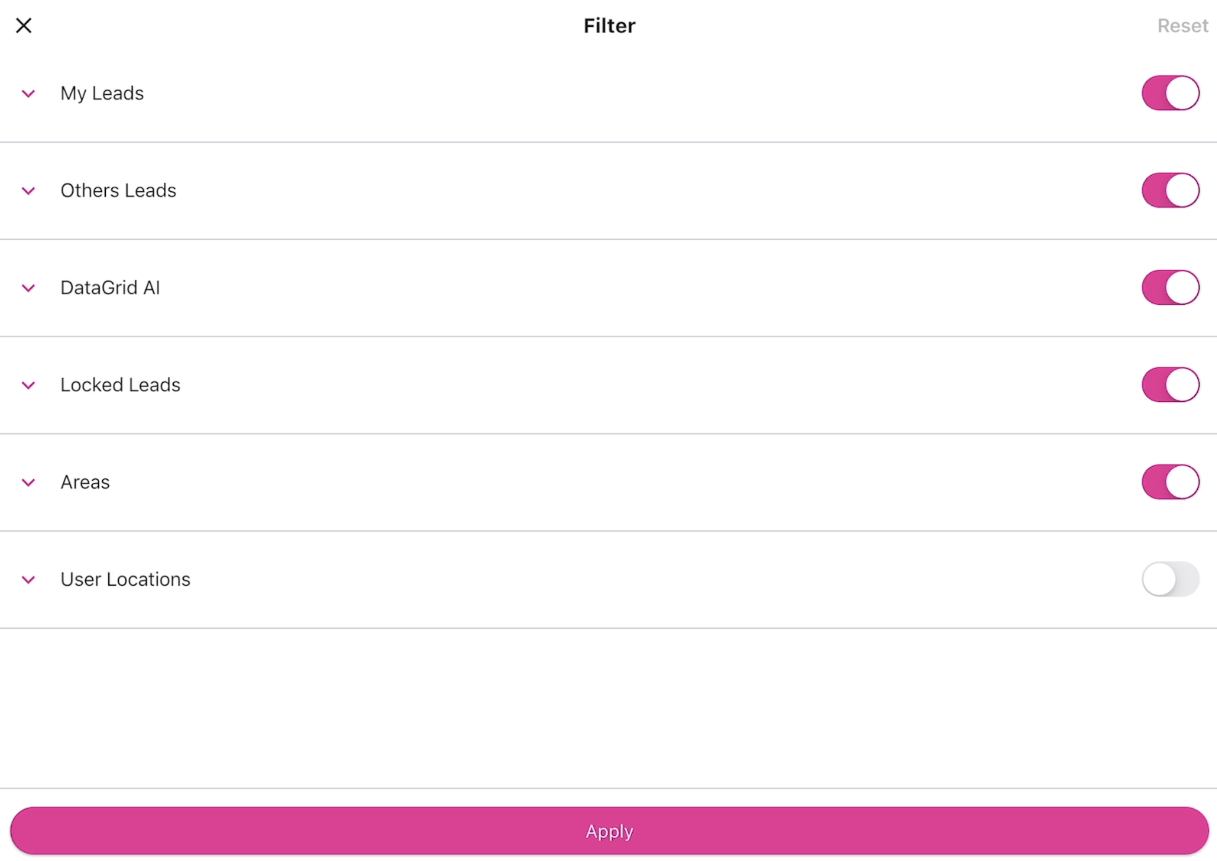 Filters - Mobile App – SalesRabbit+